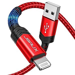 JSAUX 【Apple MFi Certified】 Lightning Cable 6ft, iPhone Charger Cable Nylon Braided Heavy Duty, Upgraded C89 USB Lightning Cord for iPhone 11 Xs Max X XR 8 7 6s 6 Plus SE 5 5s, iPad, iPod-Red