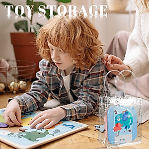 NEXXXI Clear Gift Bags with Handle, 55 Pack Plastic Bags Small Gift Wrap Tote Bags for Weddings, Parties, and More, 5.9 x 5.1 x 2.7 Inches