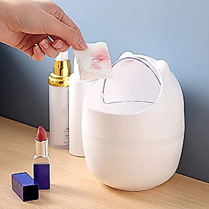 Mini Desk Trash Can, Cute Bear Shape Trash Can, Wastebasket 4 L Capacity Cartoon Desktop Trash Can with Lid Garbage Container Bin Small Garbage can with for Bathroom Kitchen Office Dorm