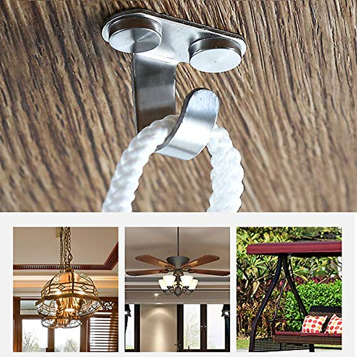 Alise X2208-12P Stainless Steel Ceiling Hook Towel/Robe Clothes Hook for Closet Top Bathroom Kitchen Cabinet Garage Utility Heavy Duty Screw Mounted,Brushed (12 Pack)