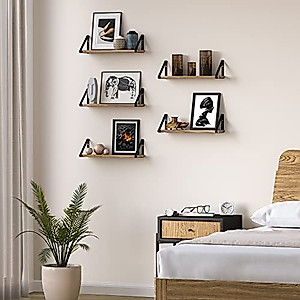 You Have Space Pydna 17" Floating Shelves for Living Room Decor, Bookshelf for Office, Bedroom Wall Shelves, Kitchen and Bathroom Shelves for Storage, Burnt, Set of 5