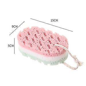INGVY Dry Brushing Body Brush 1PC Sponge Bath Ball Shower Rub for Whole Body Exfoliation Massage Brush Scrubber Body Brush Sponge Brush Bathroom Accessories (Color : Pink)