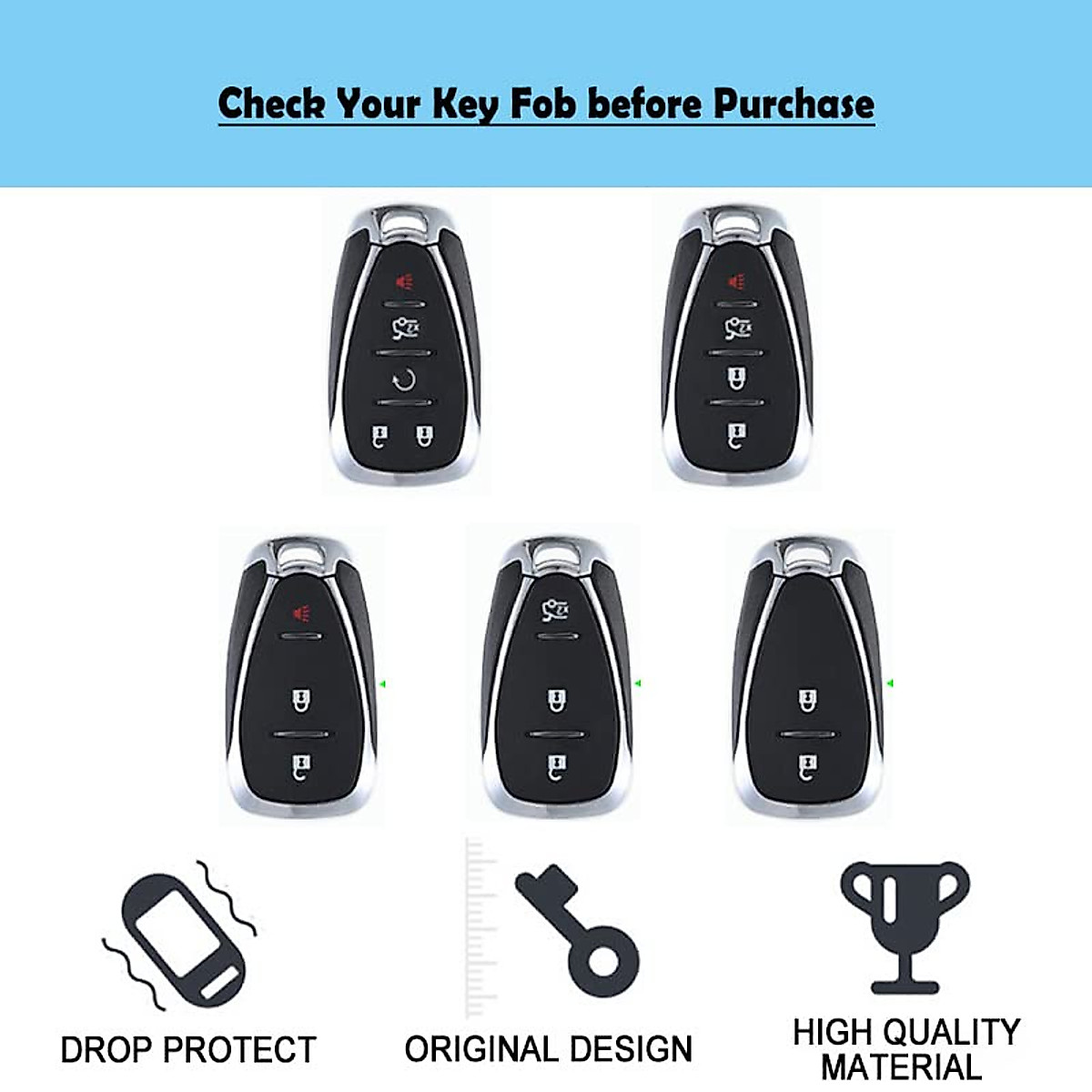 K LAKEY Chevy Key Fob Cover,Compatible with Chevrolet Chevy Malibu Camaro Cruze Spark Volt Sonic Trax Equinox Smart Car Key Soft TPU Case Shell Protector with Alloy Keychain Pink