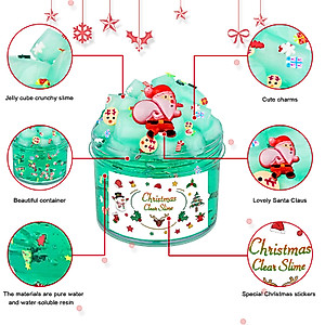 1 Pack Big Jelly Cube Glimmer Crunchy Slime Santa Claus Slime Add-ins, Scented Crystal Water Slime, Non-Sticky, Super Soft Sludge Toy, Party Favors Fun Stress Relief Toy for Girls and Boys