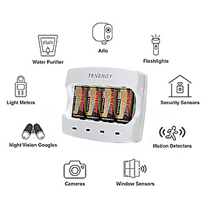 Tenergy 12 Pack Rechargeable Batteries and Charger Compatible with Arlo Wireless Cameras Certified Works with Arlo