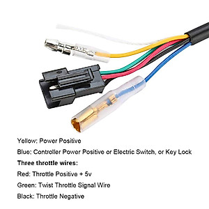 1Pair E-Bike Throttle Grip,12-84V Universal Electric Bicycle Scooter Wire Twist Throttle Grip with LCD Battery Voltage Display Key Knock