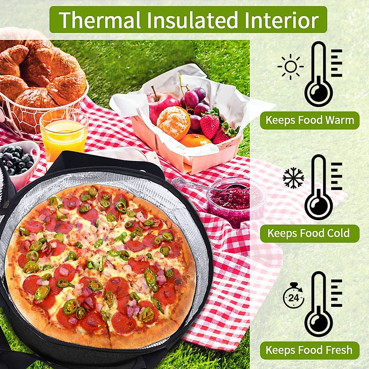 Casserole Carrier,Insulated Pie Carrier with Lid and Handle,Pie Carrier for Transport Pie Holders for Multiple Pies,Pie Carrying Case Casserole Carriers for Hot or Cold Food Picnic Pizza.12.5 Inch