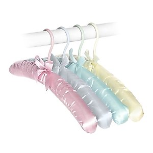Whitmor Satin Collection Set of 4 Assorted Pastel Padded Blouse Hangers