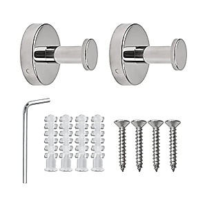 MOROBOR Bathroom Towel Hook ,2pcs Stainless Steel Round Coat Robe Hanger Contemporary Decorative Toilet Kitchen Clothes Wall Holder for Bathroom Kitchen Home Storage(Mirror Finish)
