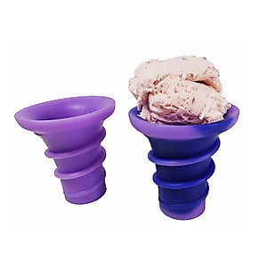 Reusable Ice Cream Cones Color Changing Flexible Soft Food Grade Silicone Non-toxic Dishwasher Safe FDA Compliant Rated Age Three Plus BPA Free Great Gift