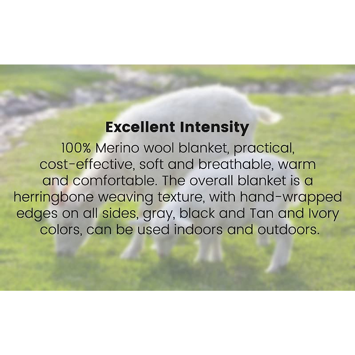 CURATED & COZY Herringbone Wool Throw Blanket, Ultra Soft Wool Throw Blanket for Couch, Sofa & Bed, Made with 100% Inner Mongolian Wool, Herringbone Pattern - 53" X 69" (Grey)