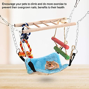 Pet Climbing Rope Net, Bird Climbing Rope Ladder Small Animal Ferret Parrot Rat Bird Swing Rope Hanging Net Cage Pets Swing Bed Toy for Birds Rats Hamster