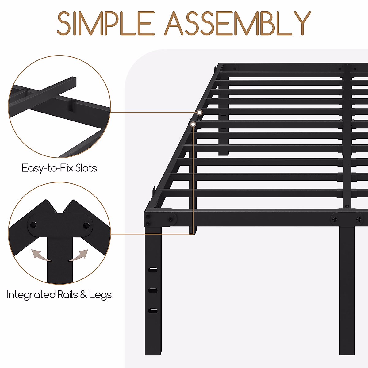 Yaheetech 18 Inch Full Bed Frames Heavy Duty Metal Platform Bed with Under Bed Storage, No Box Spring Needed, Easy Assembly, Sturdy Steel Slat Support, Black