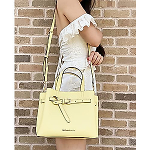 Michael Kors Emilia Small Satchel Crossbody Buttercup Yellow Pebbled Leather
