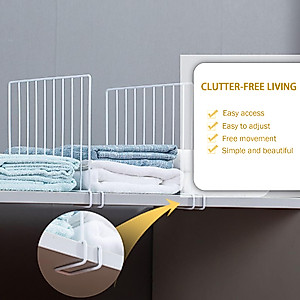 IVONNEY Wire Shelf Dividers Closet Organization, 8 Pack Metal Closet Dividers, White Wire Shelf Separators - Closet Shelf Dividers for Wood Shelves, Vertical Wire Shelving Dividers