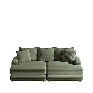ERYE Oversized Loveseat Sectional Sofa Couch Modern Reversible Chaises Deep Seat Sofa&Couch with 2 Movable Ottomans and Pillows, Modular Corduroy Upholstered Sleeper Daybed for Living Room