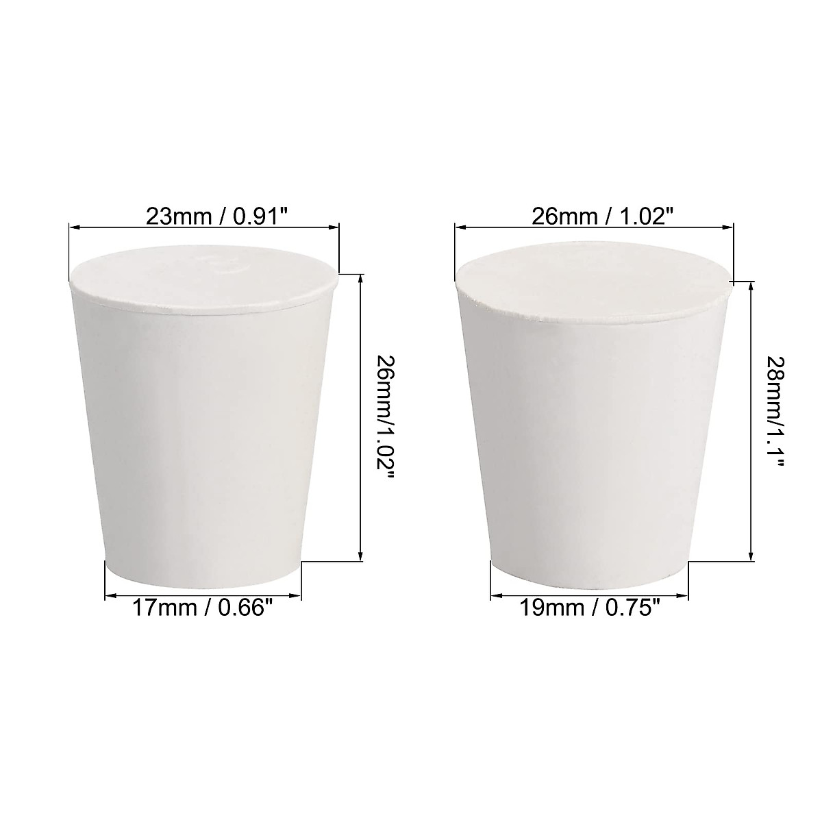 MECCANIXITY Tapered Shaped Solid Rubber Stopper Fit Hole 17mm to 23mm and 19mm - 26mm for Lab Tube 5 Set