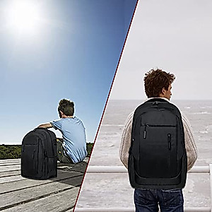 Ogetok Men Travel Backpack for 17.3" Laptop, Business Casual Computer Daypack Bookbag with USB Charging Port, Black