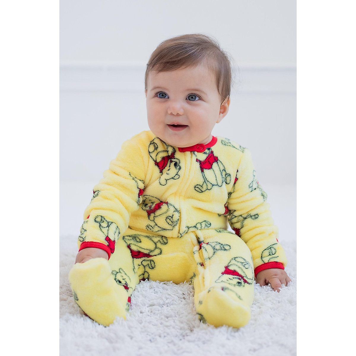 Disney Tigger Winnie the Pooh Newborn Baby Boys Fleece 2 Pack Zip Up Coveralls White/Yellow 0-3 Months