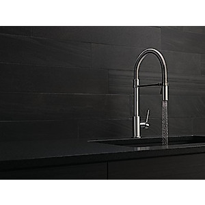 Delta Faucet Trinsic Pro Commercial Style Kitchen Faucet Chrome, Chrome Kitchen Faucets with Pull Down Sprayer, Kitchen Sink Faucet, Faucet for Kitchen Sink with Magnetic Docking, Chrome 9659-DST