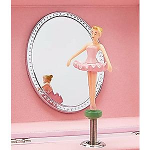 Jewelkeeper Girl's Musical Jewelry Storage Box with Spinning Ballerina, Pink Design, Swan Lake Tune