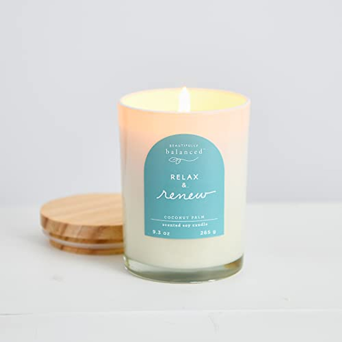 Beautifully Balanced Scented Lidded Glass Soy Candle, Relax + Renew, 9.3 oz.
