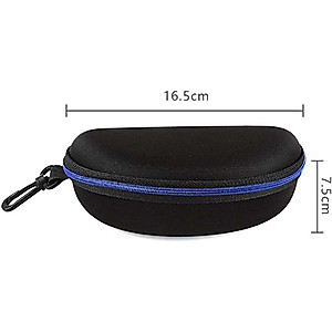 alladaga 3 Pack Zipper Shell Eyeglasses and Sunglasses Case with Plastic Carabiner Hook (Blue)