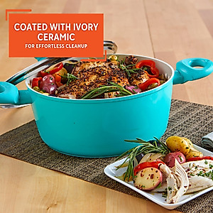 IMUSA USA Teal 3Qt Forged Dutch Oven with Glass Lid, 3 Quart