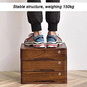 JAEFIT Solid Wood Storage Box - Flat File Cabinet, Wooden Desktop Storage Box with Lockable Drawers, Office Supplies A4/Receipt File Organizer (Size : 4 Layer)