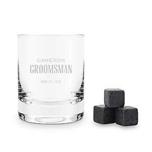 WEDDINGSTAR Custom Whiskey Glass 11oz Gift Box Set Personalized Engraving - Modern Groomsman