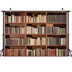 LYWYGG 7X5FT Bookshelf Backdrop Vintage Bookcase Magic Books Grunge Ancient Library Vinyl Photography Background Photo Studio Props CP-49