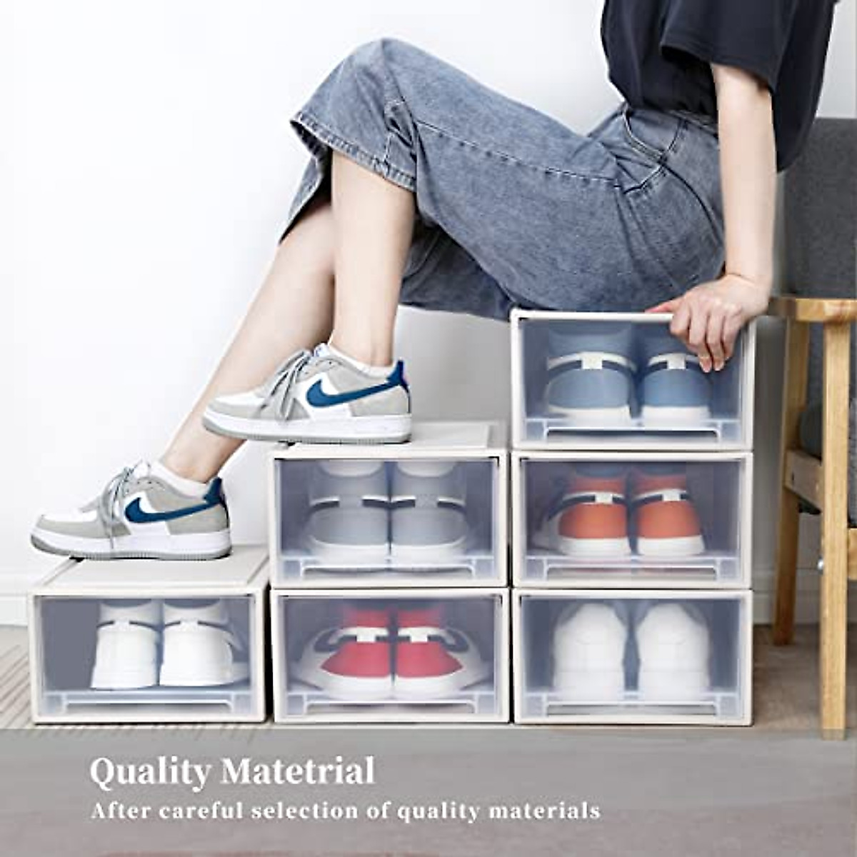 Yishyfier Stackable Plastic Storage Drawer Organizer with Clear Doors for Pantry,Bedroom,Closet,Desk,Home and Office De-Clutter,Store Under-Sink,Shoes and Crafts,Hallway,Entryway,Under Bed,2-Pack