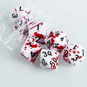 ABOOFAN 14Pcs Blood Splatter Dice Polyhedral Dice Set Bloodstained Acrylic Gaming Dices RPG Games Dices for Tabletop Role Playing Dice Games