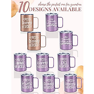 Onebttl Gigi Christmas Gifts for Grandma, Insulated Stainless Steel Coffee Mug with Lid and Handle, Birthday, Mother's Day gifts, Shimmering Purple, (12 oz) Best Gigi Ever
