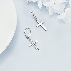 Origami Cross Earrings Sterling Silver Cross Dangle Drop Earring Cross Jewelry Gifts for Women