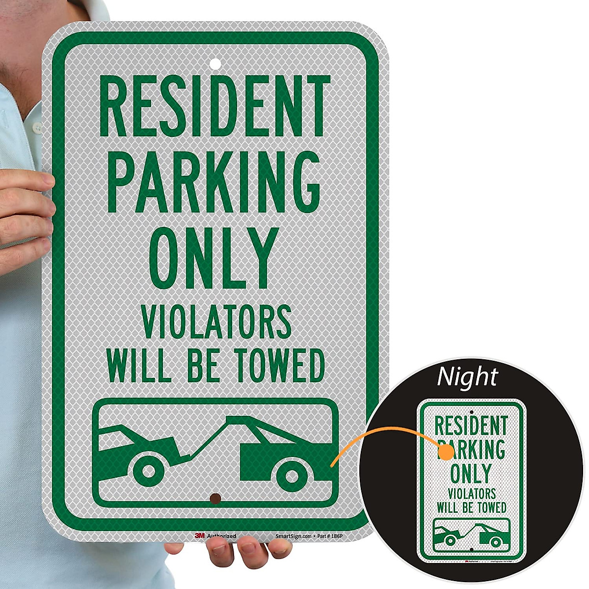 SmartSign "Resident Parking Only, Violators Towed" Sign | 12" x 18" 3M Diamond Grade Reflective Aluminum