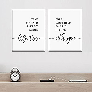 Take My Hand Take My Whole Life Too Wall Decor Romantic Lyrics Wall Art Print Bedroom Signs Love Lyrics Bedroom Decor, Set Of 2 Prints, 11x14inch Unframed