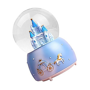 VOSAREA Castle Crystal Ball Princess Castle Snow Globe Castle Snow Globes Musical Castle Globe Music Gifts Girl Gift Table top Decor Glowing Crystal Ball Crystal Ball Gift Musical Ornament