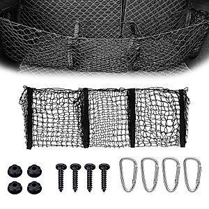Cargo Net Trunk Bed Organizer, Cargo Storage Mesh Net, Mesh Storage Net with 4 Metal Hooks, Heavy Duty Cargo Net Car Storage Accessories Suitable for Car, SUV, Van, Pickup, Truck