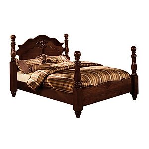Furniture of America Scarlette Classic Four Poster Bed, Queen, Glossy Dark Pine