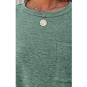 MEROKEETY Women's Casual Cap Sleeve T Shirts Basic Summer Tops Loose Solid Color Blouse Green