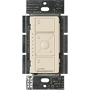 Lutron Caséta Smart Dimmer Switch for ELV+ Bulbs, 250W LED, PD-5NE-LA, Light Almond