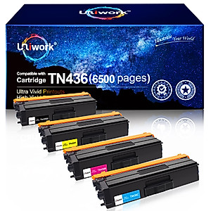Uniwork Compatible Toner Cartridge Replacement for Brother TN436 TN 436 TN436BK TN433 use with MFC-L8900CDW HL-L8360CDW HL-L8260CDW MFC-L8610CDW MFC-L9570CDW HL-L9310CDW Printer Tray (4 Pack)