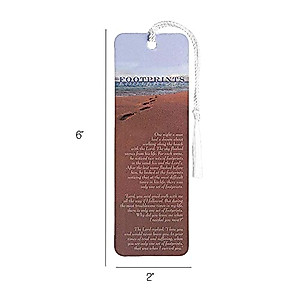 Footprints Poem Sandy Beach 2 x 6 Cardstock Tassel Bookmark, Pack of 12