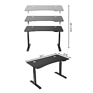 Birsppy Height Adjustable Desk Electric Standing Desk Home Office Desk Dual Motor Black (Frame Only)