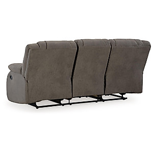 Signature Design by Ashley First Base Contemporary Faux Leather Manual Reclining Sofa, Gray