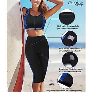 Ctrilady Women Neoprene Wetsuit Pants 2.5mm Keep Warm Legging Swimming Diving Snorkeling Surfing (Black, XX-Large)