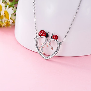 PEIMKO Ladybug Gifts 925 Sterling Silver Ladybug Pendant Tree of Life Mushroom Necklace for Women, Ladybug Jewelry Birthday Gifts for Girls