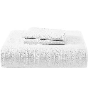 Mellanni Full/Queen Bedspread Coverlet Set - Bedding Cover with Shams - Ultrasonic Quilting Technology - 3 Piece Oversized Quilt Set - Bedspreads & Coverlets (Full/Queen, White)
