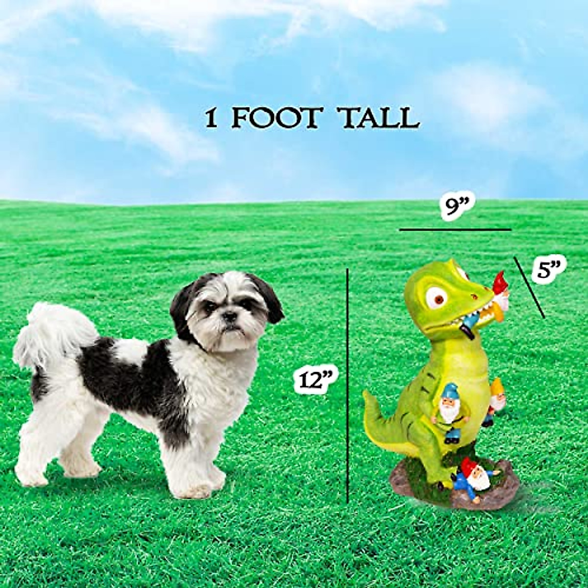 Garden Gnomes Galore Dinosaur Eating Gnomes Garden Statue - Garden Gnomes Outdoor Funny Gnomes Decorations for Yard - Funny Gnomes Inappropriate Nomes - Dinosaur Eating Garden Gnomes Naughty Gnomes